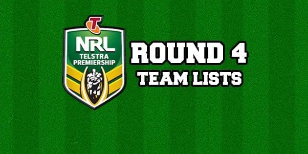 NRL Round 4 Team Lists 2016 - NRL News - Zero Tackle