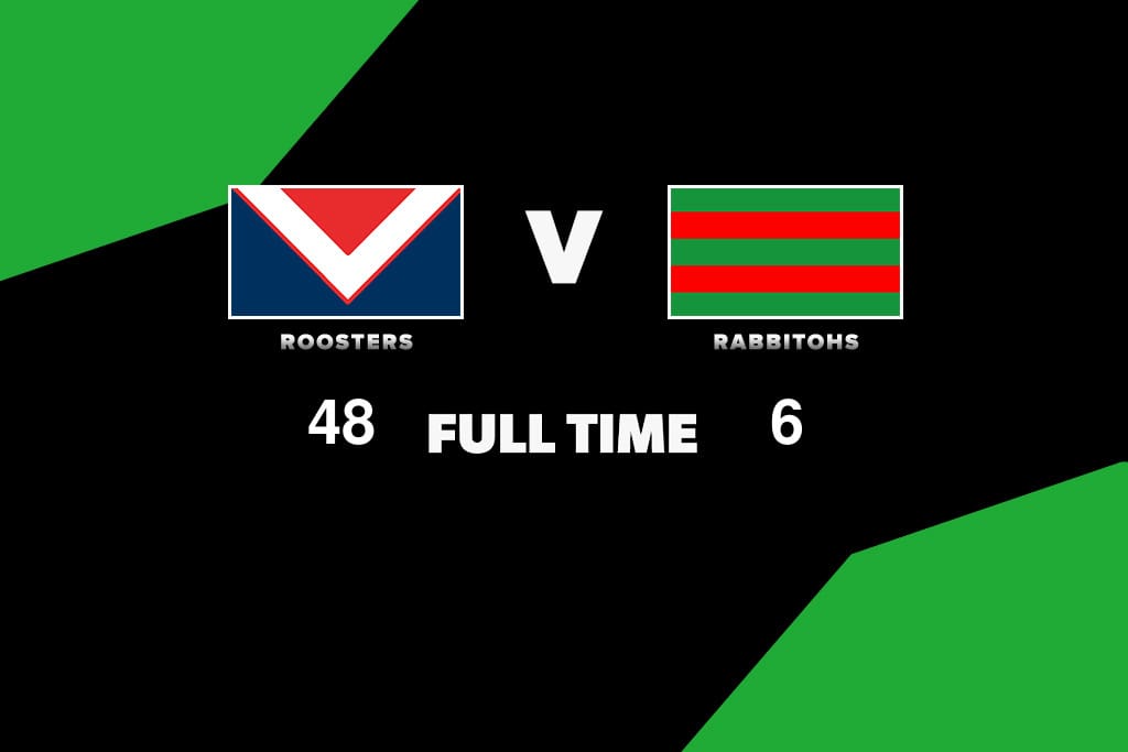 FULL TIME: Roosters vs Rabbitohs - Round 3, 2024 - Zero Tackle
