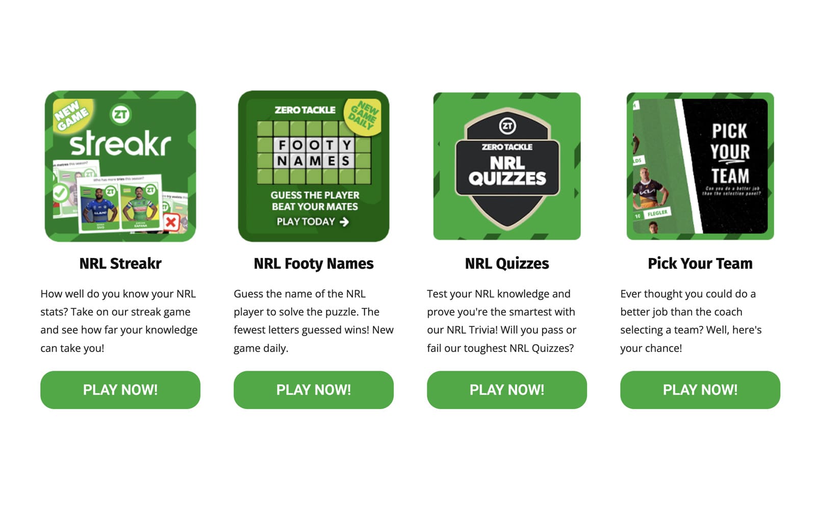 NRL Games Centre - Zero Tackle