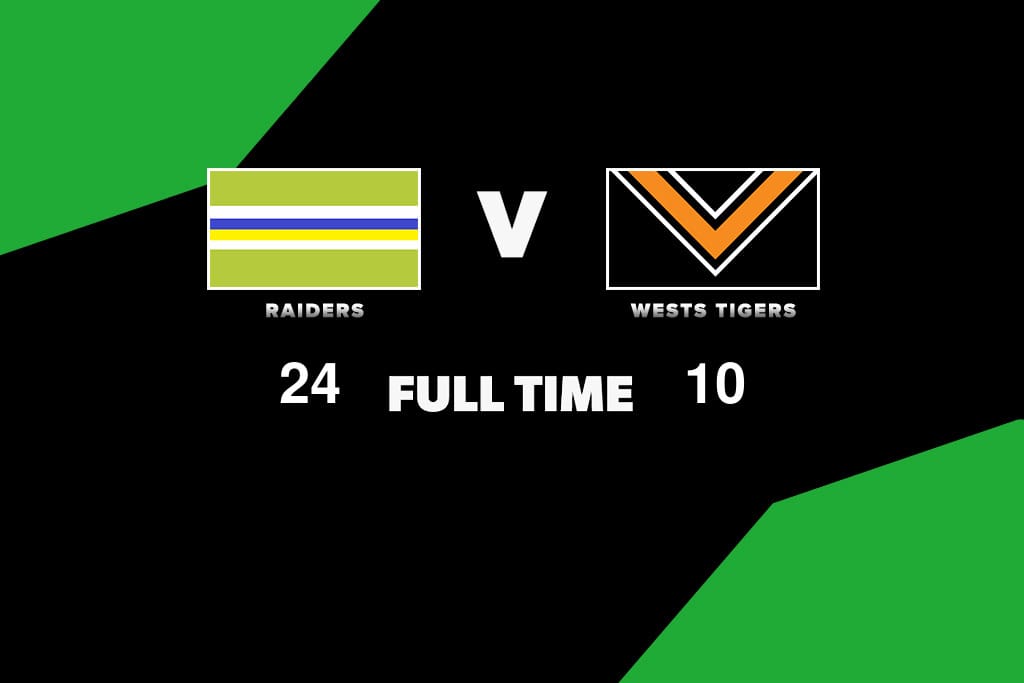 FULL TIME: Raiders vs Wests Tigers - Round 26, 2025 - Zero Tackle