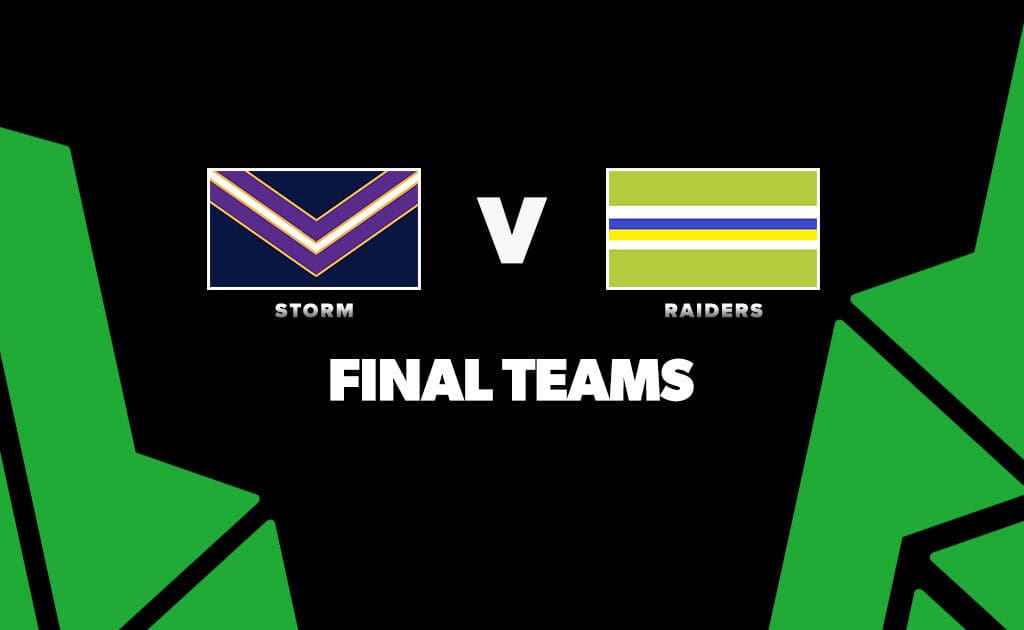 FINAL TEAMS: Storm vs Raiders - Round 16, 2026 - Zero Tackle